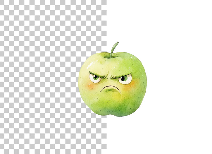 Angry Green Apple Cartoon Clipart Bundle