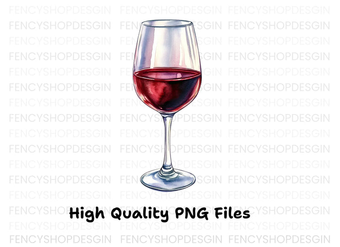 Elegant Red Wine Glasses Clipart Bundle