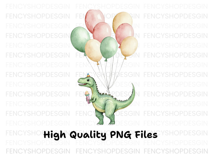 Dinosaur Birthday Balloons Clipart Bundle