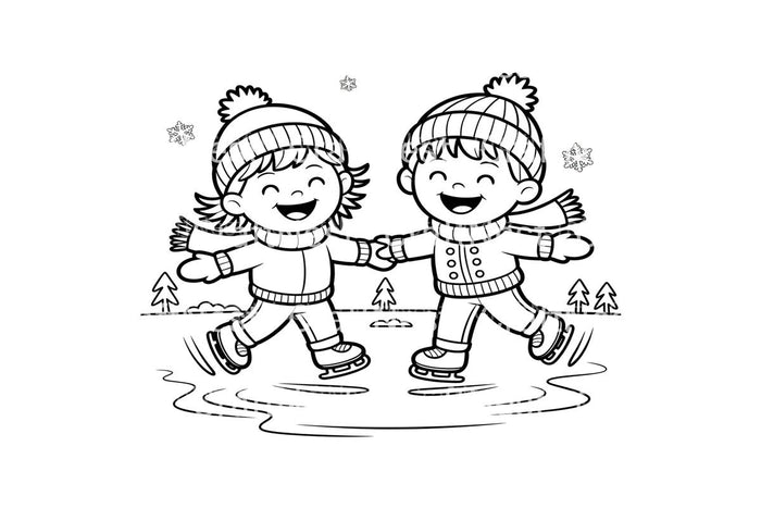 Friends Ice Skating Together Coloring Books