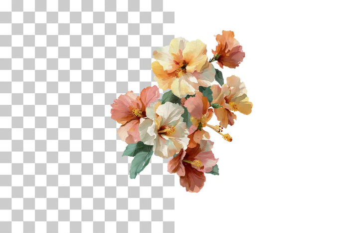 Orange Hibiscus Clipart Bundle