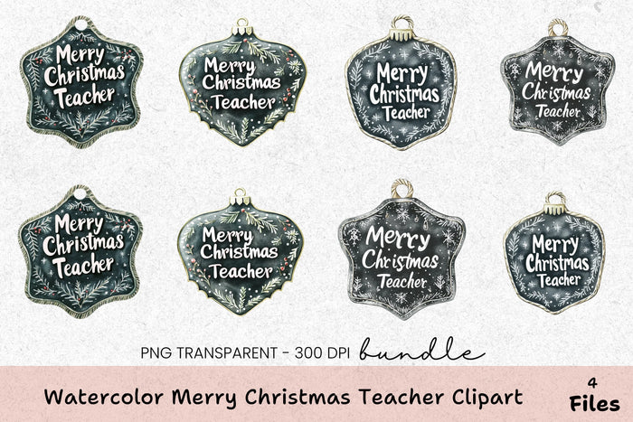 Merry Christmas Teacher Clipart Bundle