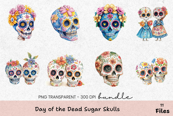 Day of the Dead Sugar Skulls Clipart Bundle
