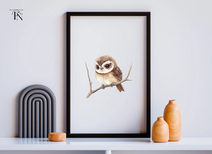 Cute Owl on Branch Clipart Bundle