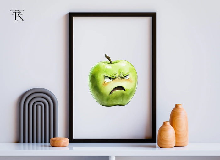 Angry Green Apple Clipart Bundle